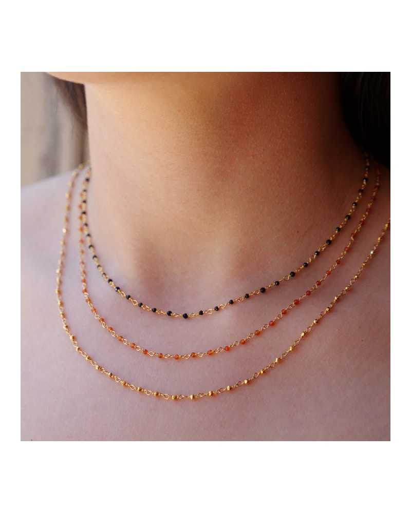 UNE A UNE Collier INDE noir brillant